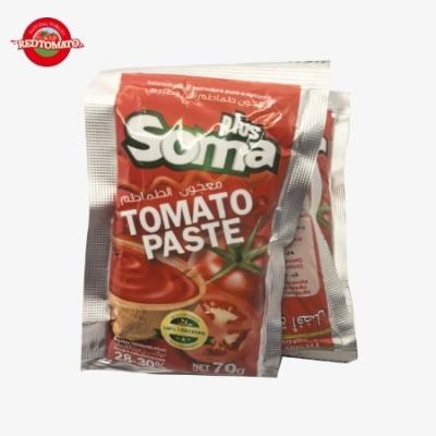 China 70g SOMA Flat Sachet Tomato Paste Brix28–30% OEM Customizable for sale