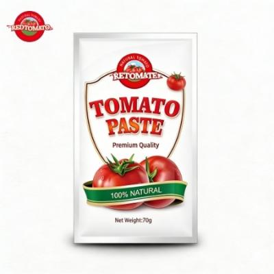 China Customizable OEM Tomato Paste – 70g Retomate Flat Sachet (Brix 24–26%) for sale