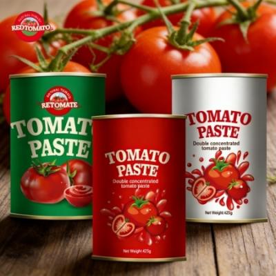 China 425g Canned Double Concentrated Tomato Paste With Hard Open Lid Per Tin for sale