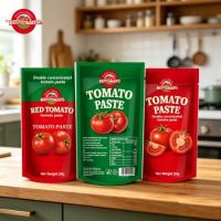 China 50g Double Concentrated Stand-Up Sachet Tomato Paste with ISO, HACCP, BRC, FDA Certification for sale