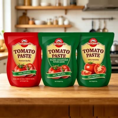 China Stand Up Pouch 56g Double Concentrated Tomato Paste With Purity From 28% To 100% for sale