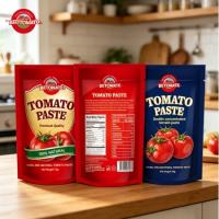 China 70g Double Concentrated Stand-Up Sachet Tomato Paste with ISO HACCP BRC FDA Certifications for sale