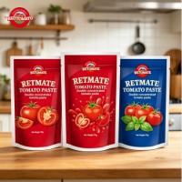 China 70g Double Concentrated High Quality Tomato Paste Sachets Flat And Stand Up Designs for sale
