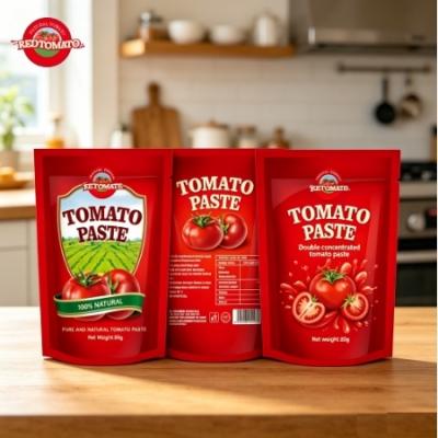 China Double Concentrated Tomato Paste 80g Stand-Up Pouch with 30-100% Purity for Versatile Cooking for sale