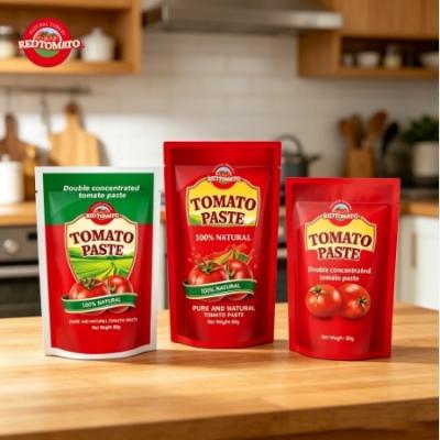 China Wholesale 80g Stand Up Pouch Tomato Paste Double Concentrated Wide Purity Range for sale