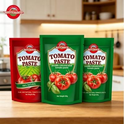 China 80g Pack Stand Up Tomato Paste Double Concentrated Different Purity Specification for sale