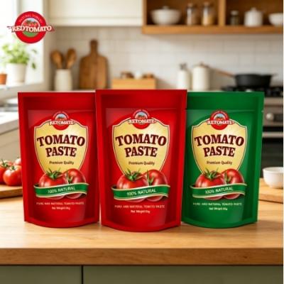China 80g Double Concentrated Tomato Paste Stand Up Pouch 30 To 100 Purity for sale