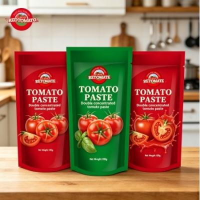 China 100g Stand-Up Sachet Tomato Paste Double-Concentrated with 30%-100% Purity for Cooking and Seasoning for sale