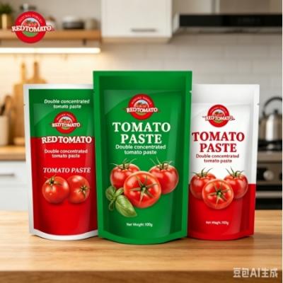 China 100g Stand-Up Sachet Tomato Paste with Triple Concentration and ISO, HACCP, BRC, FDA Certification for sale