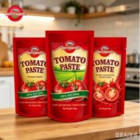 China 100g Stand-Up Sachet Tomato Paste with 100% Purity and Triple Concentration for sale