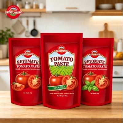 China 100g Stand-Up Pouch High Purity Triple Concentration Tomato Paste for Versatile Cooking for sale