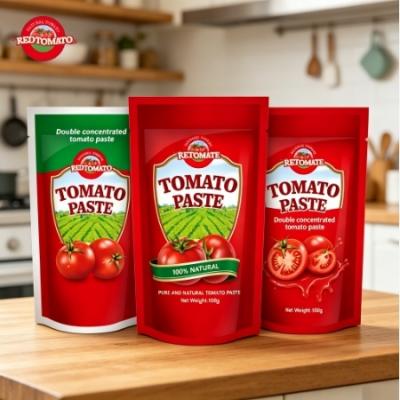 China Triple Concentrated 100g Stand-Up Sachet Tomato Paste for OEM Packaging for sale