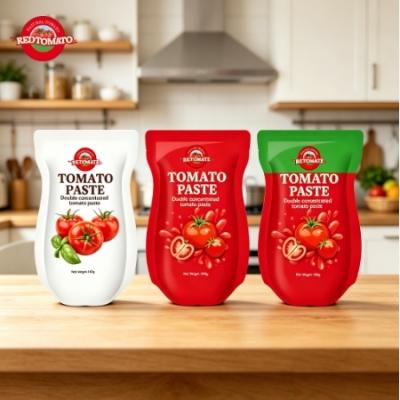 China 140g Stand-Up Sachet Tomato Paste with Sweet and Sour Flavor and 22 to 30 Purity for sale