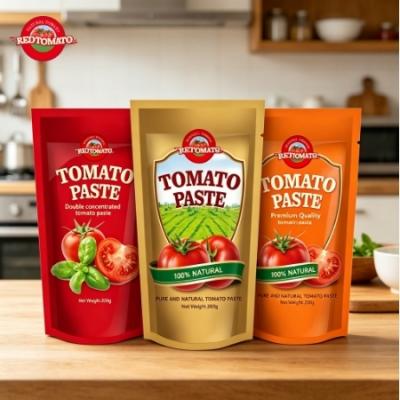 China ISO HACCP BRC Certified 200g Triple Concentration Stand-Up Sachet Tomato Paste for sale