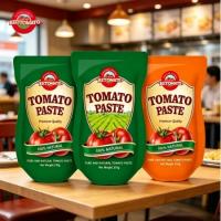 China 210g Stand-up Sachet Tomato Paste with Triple Concentration and ISO HACCP BRC FDA Certification for sale