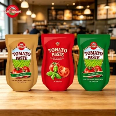 China 210g Stand-Up Sachet Tomato Paste Triple Concentration ISO HACCP BRC FDA Certified for sale