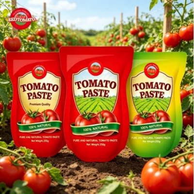 China 250g Sweet and Sour Stand-Up Sachet Tomato Paste with 30%-100% Purity for sale
