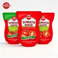 China 340g Stand-up Sachet Tomato Paste Triple Concentrated with ISO, HACCP, BRC Certification for sale