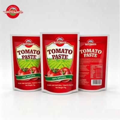 China Premium Tomato Paste Sachets Flat And Stand Up Designs 70g Double Concentrated for sale