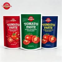 China Customized Printing 70g Triple Concentrated Tomato Paste in Stand Up Pouch for Food Packaging for sale