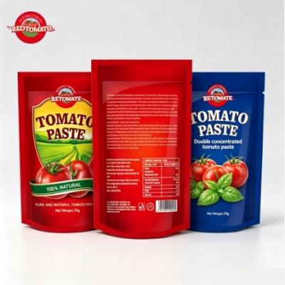 China 70g Double Concentrated Stand-Up Sachet Tomato Paste with ISO HACCP BRC FDA Certifications for sale