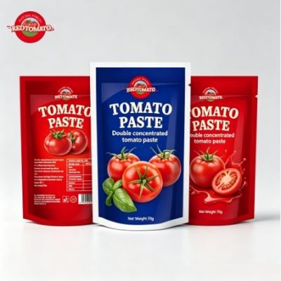 China 70g Triple Concentrated Stand Up Pouch Tomato Paste Custom Printed for Fresh Packaging for sale