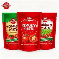 China 400g Stand-Up Sachet Tomato Paste with 30%-100% Purity, Triple Concentration, and ISO, HACCP, BRC, FDA Certification for sale