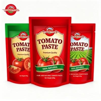 China 500g Stand-Up Sachet Tomato Paste with Triple Concentration and Sweet and Sour Taste for sale