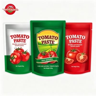China Double Concentrated Tomato Paste in 500g Spouted Stand-up Sachets for Convenient Use for sale