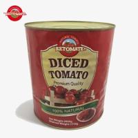 China Canned Diced Tomatoes 3000g Bulk A10 Tin with Vine Ripened 10mm Cubes for Food Service for sale
