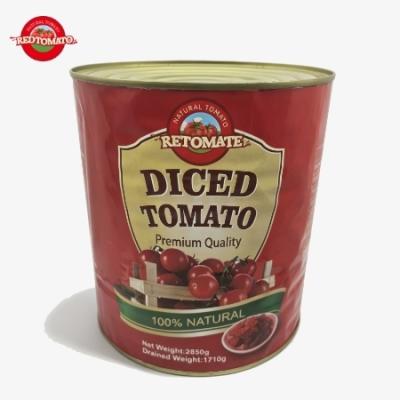 China Canned Diced Tomatoes 3000g Bulk A10 Tin with Vine Ripened 10mm Cubes for Food Service for sale
