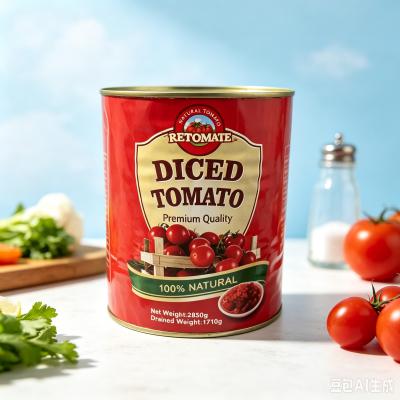 China 3000g Basil Seasoned Canned Diced Tomatoes with 24 Months Shelf Life for Pizza Pasta Sauce for sale