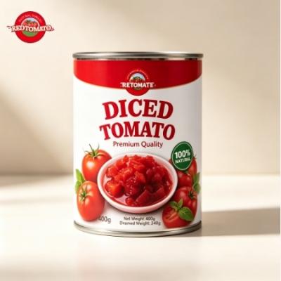 China 400g Canned Diced Tomatoes with Easy Open Lid and Vine Ripened Tomato Cubes for Pizza Sauce for sale