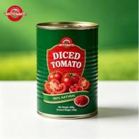 China 400g Canned Diced Tomatoes in Tomato Juice with 10x10 mm Dice Size and 24 Months Shelf Life for sale