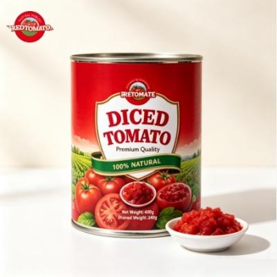 China 400g Green Chili Seasoned Diced Tomatoes with 24-Month Shelf Life for Pizza Pasta Sauce for sale