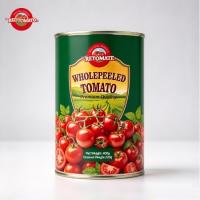 China 400g Whole Peeled Tomatoes Tin Can Tomato Juice Packed for Brazil South America Retail for sale