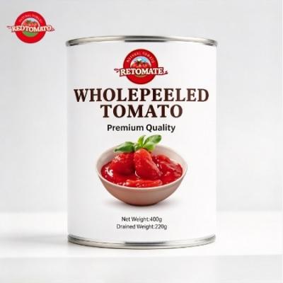 China 400g Whole Peeled Tomatoes BPA Free Lined Tin Can European Retail Export Grade for sale