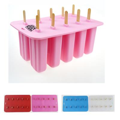 China Custom Logo  Silicone Popsicle Maker Mold  10 Cavities Ice Pop Mold for sale