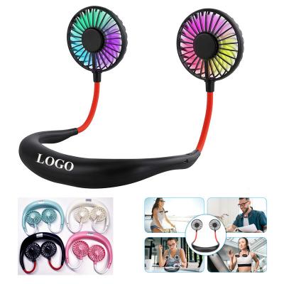 China Custom Brand Logo Led USB Mini Neck Fan Portable Neck Fan for sale
