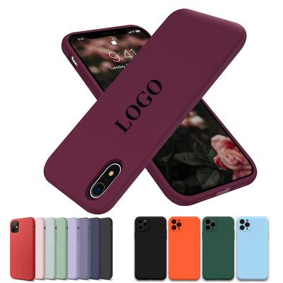 China Custom Logo Brand  Liquid Silicone Iphone Case Mobile Phone Cases for sale