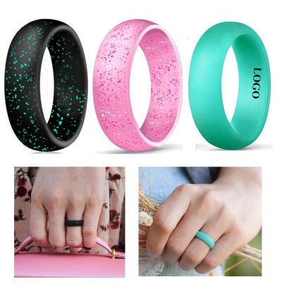 China Custom Logo Brand Silicone Rings Breathable Silicone Wedding Rings for sale
