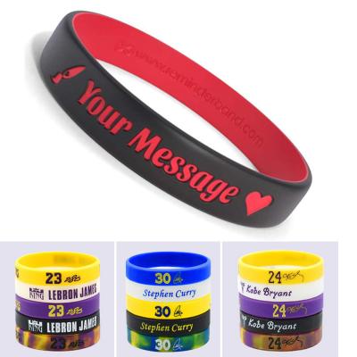 China Custom Brand LOGO Silicone Wristbands Rubber Bracelets  Custom Printed Silicone Wristbands for sale