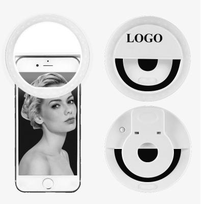 China Custom Brand LOGO Selfie Ring Light  Rechargeable Selfie Ring for sale