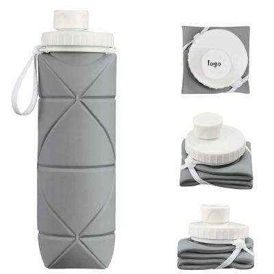 China Custom Logo Print 20 OZ Silicone Collapsible Water Bottle  Foldable Sport Water Bottle for sale