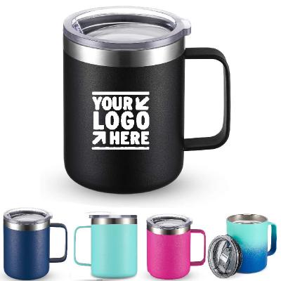 China Custom Logo Print 12 OZ YETI Stainless Steel Coffee Mug With Lid Handle Stainless Steel Travel Tumbler Cup for sale