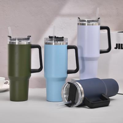 China Logo Imprint 40 OZ Car Tumbler Stainless Steel Water Bottle With Handle Insulated Beer Cups for sale