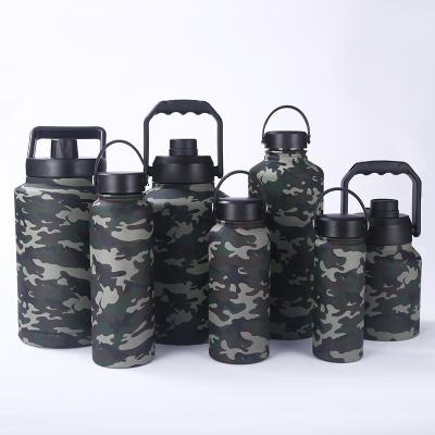 China Custom Logo Imprint  Insulated Water Bottle Jug with Handle 128 oz Stainless Steel Sports Canteen, Large Metal Growler for sale