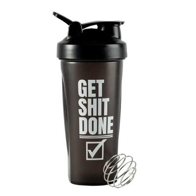 China Custom Logo Imprint  Plastic Durable Gym Shaker Bottle Plastic Protein Shaker Bottle With Mixing Ball Blend Cups for sale