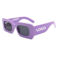 China Custom Logo Wide Frame UV Blocking Sunglasses Rectangle Fashion Vintage Women for sale