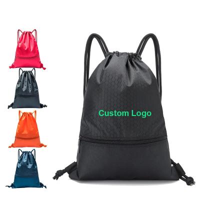 China Drawstring Grocery Tote Bags Sublimation Printed Nylon Polyester Backpack Bag for sale